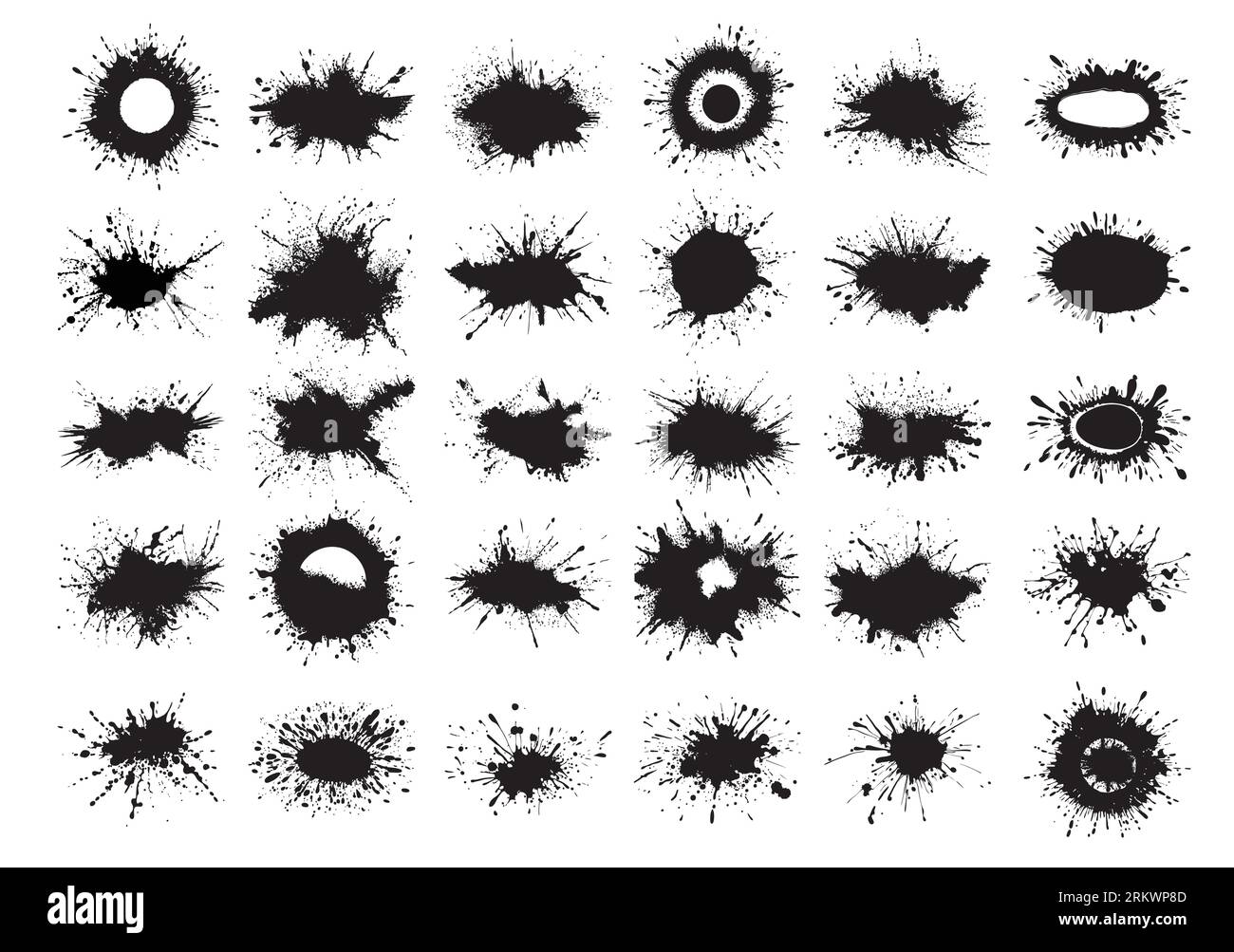 Bundle of black ink splatter, color splash, design element, vector ...