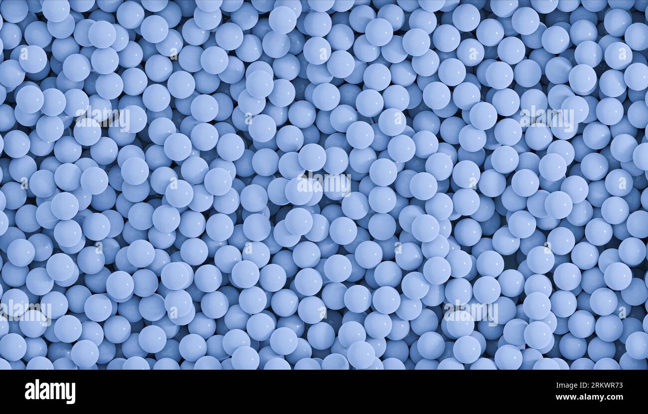 abstract blue spheres balls wallpaper background. Top view of many ...