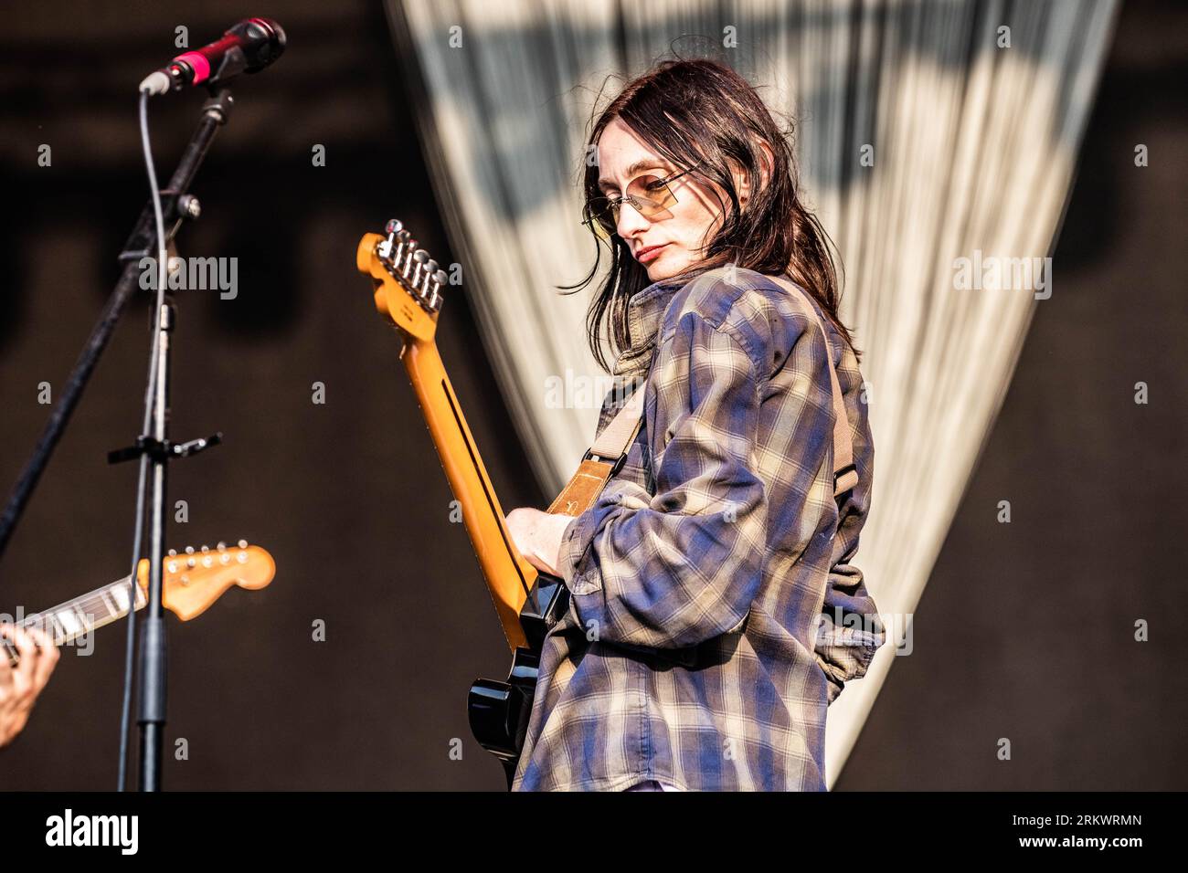 Turin, Italy. 25th Aug, 2023. The English duo KING HANNAH performs live ...