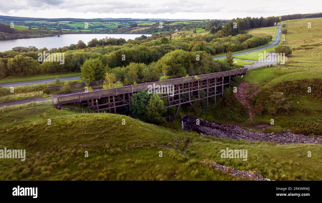 The disused Pont Gihlrych Viaduct, situated on the A4067 opposite the ...