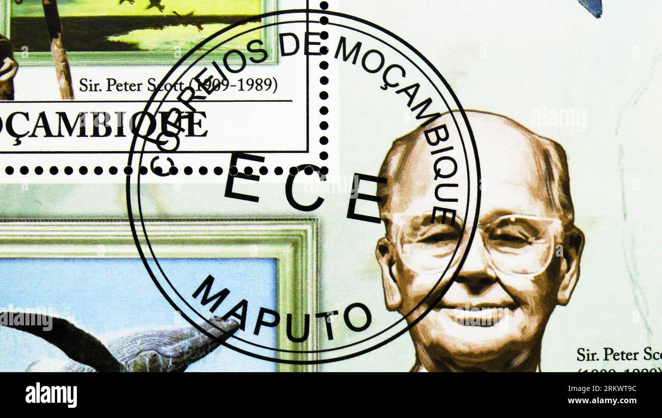 MOSCOW, RUSSIA - JULY 12, 2022: Postage stamp of Maputo Post office ...