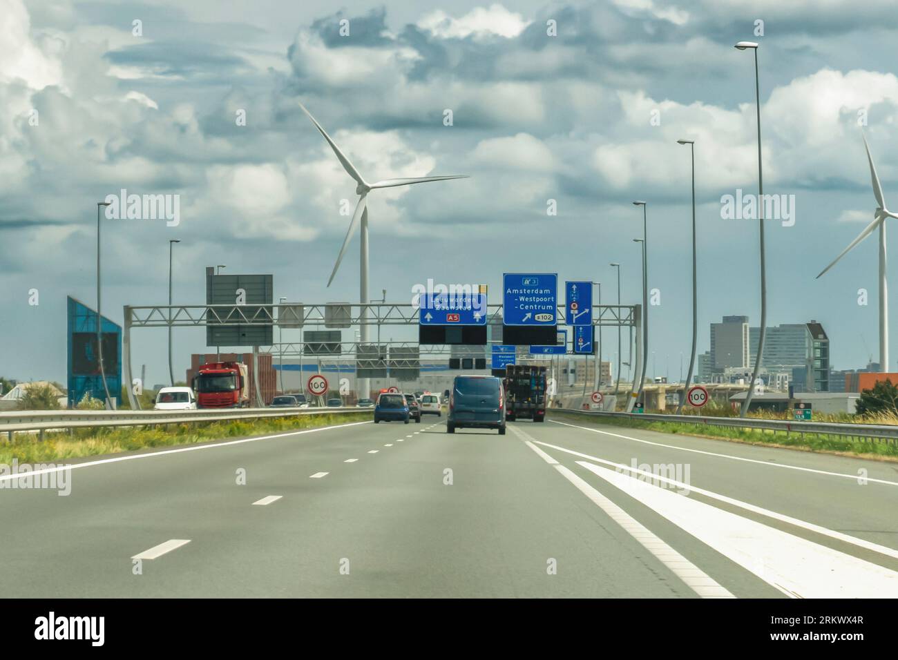 Dutch motorway near Amsterdam with wind turbines Stock Photo - Alamy