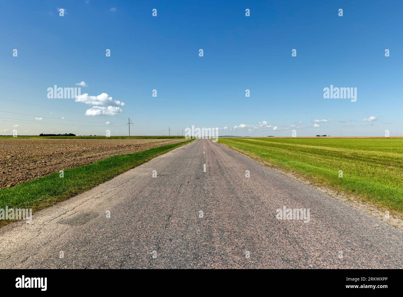 Paved highway in rural areas, part of a simple road in rural areas with ...