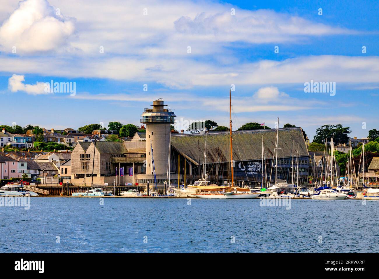 The National Maritime Museum sits on the River Fal waterfront in Falmouth, Cornwall, England, UK ...