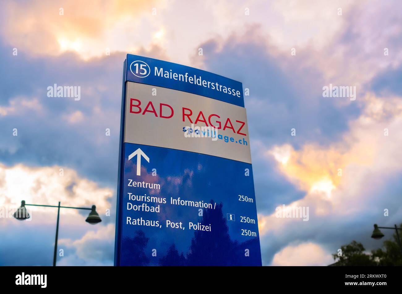 Bad Ragaz, Switzerland - July 25, 2023: Board with information about ...