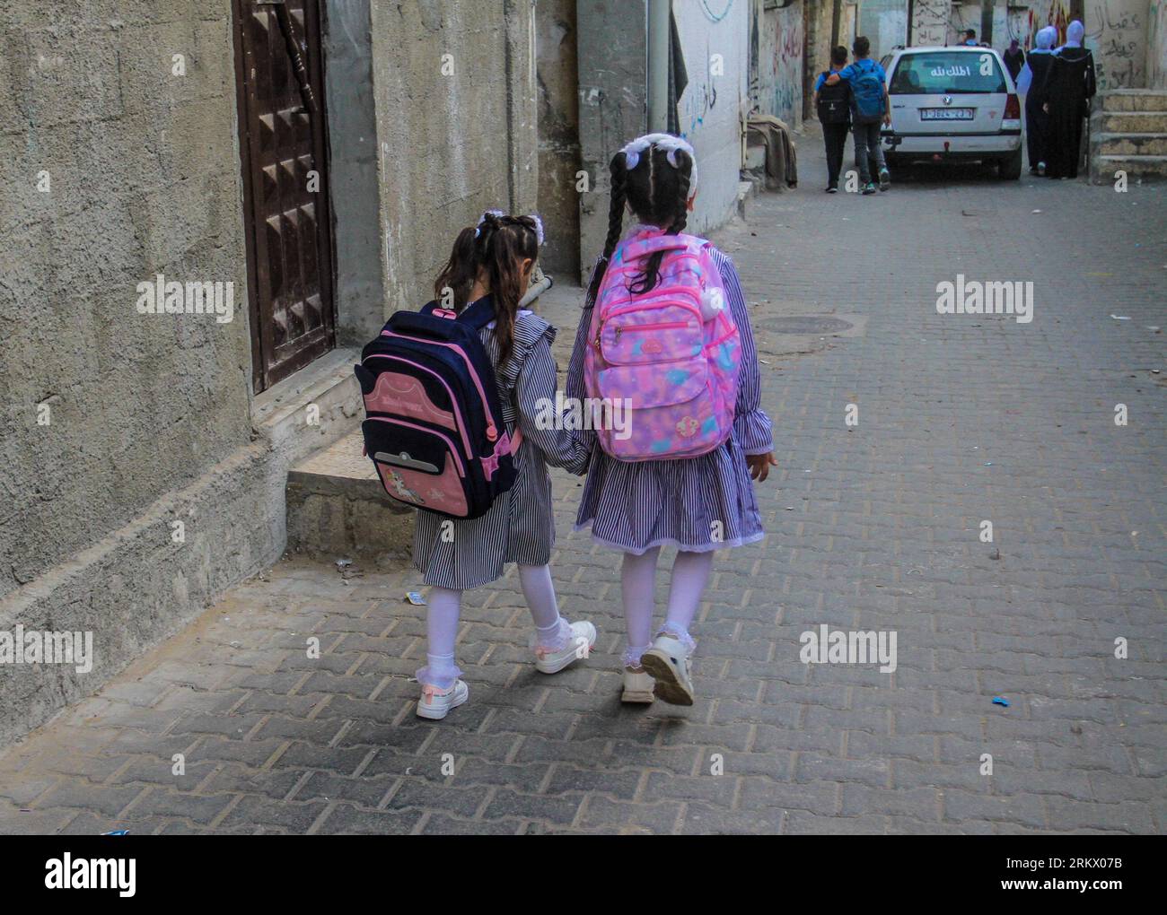 Gaza City, Palestine. 26th Aug, 2023. Palestinian children in school ...