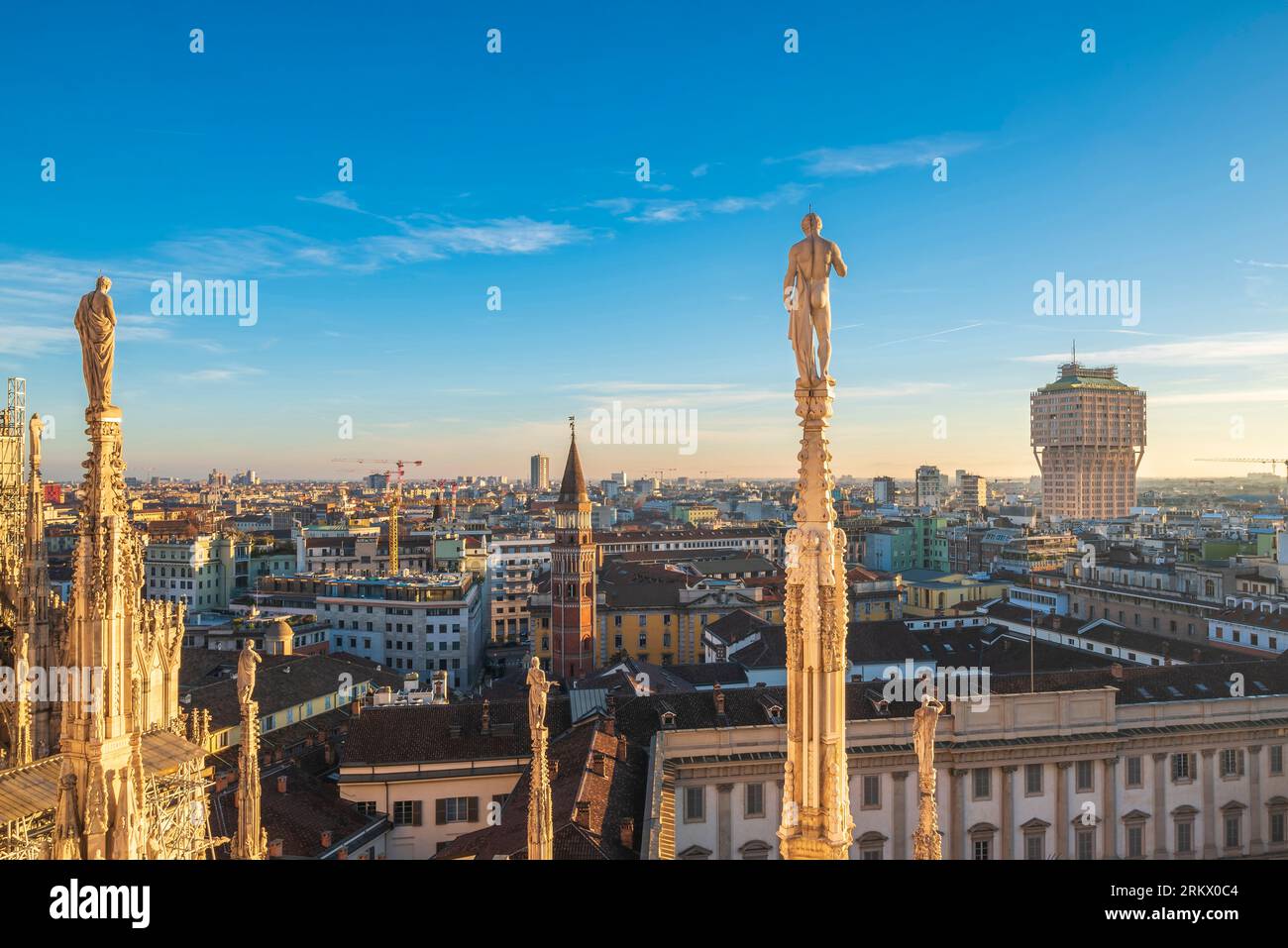 Aerial view of Milan city taken from the rooftop of Milan Cathedral ...