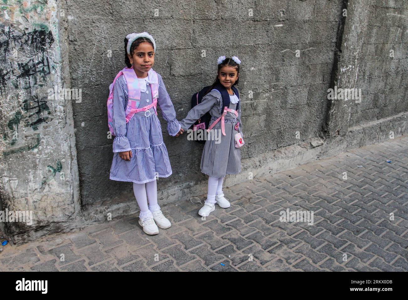 Gaza City, Palestine. 26th Aug, 2023. Palestinian girls in school ...