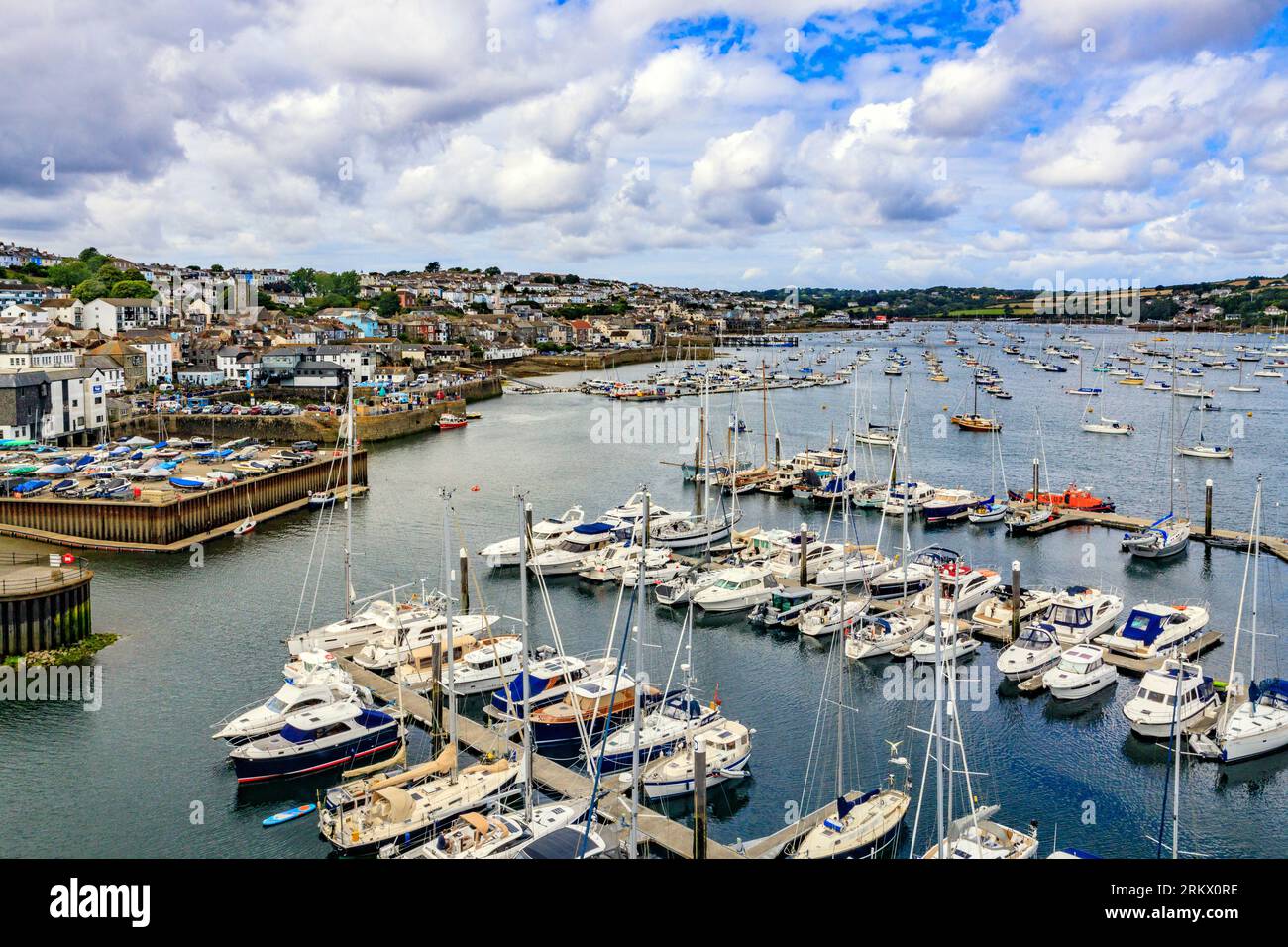 The harbour and River Fal waterfront viewed from the National Maritime Museum, Falmouth ...