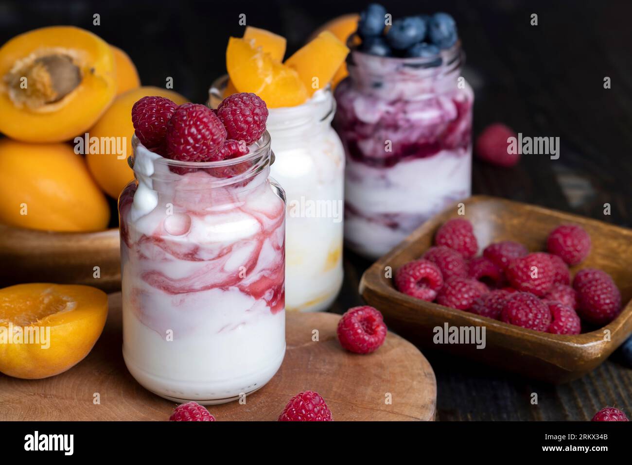 Fresh delicious yogurt made from milk with blueberry flavor, yogurt ...