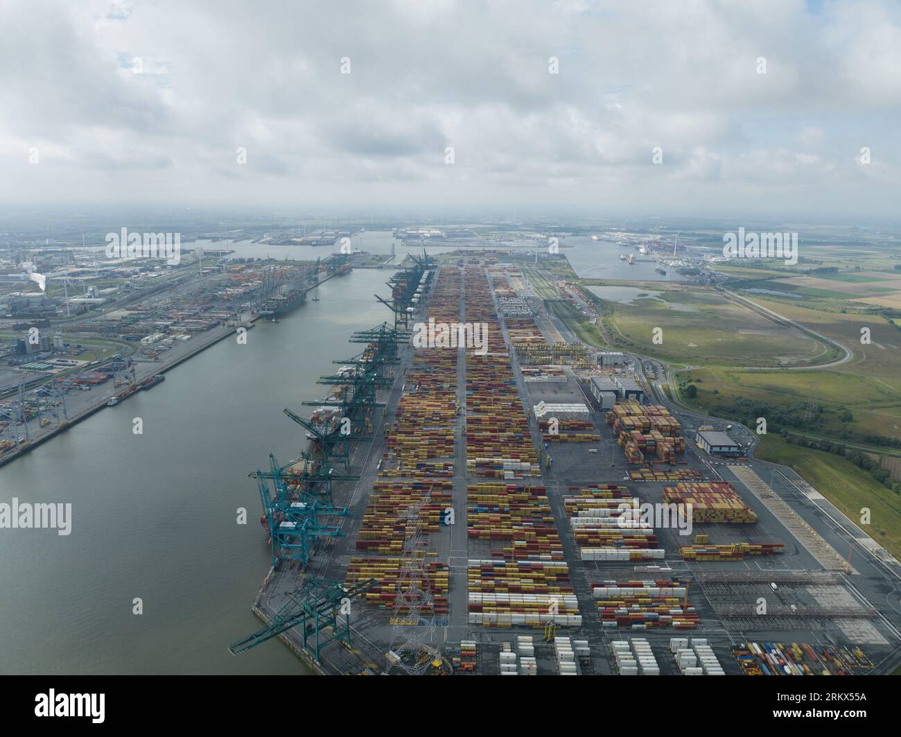 Aerial View of Container Terminal at Port of Antwerpen Stock Photo - Alamy