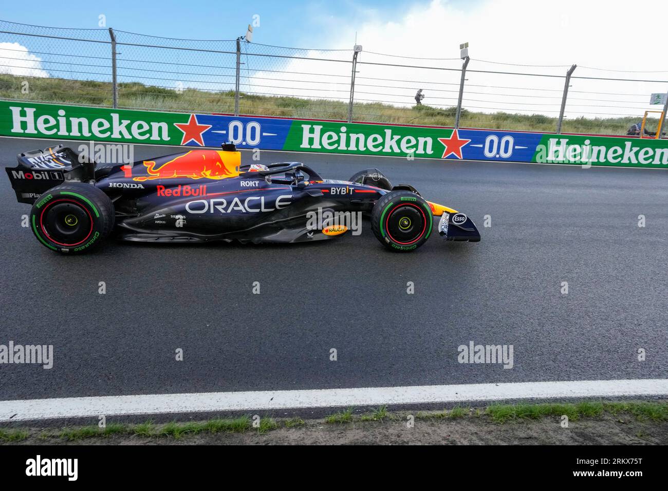 Dutch Formula One driver Max Verstappen of Red Bull Racing steers his ...