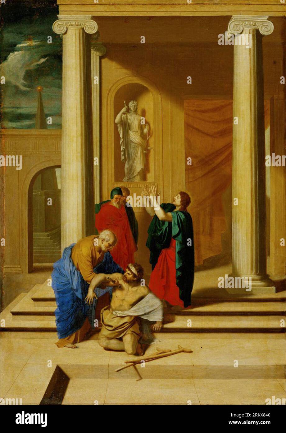 Peter and John heal a lame man in the temple circa 1650 by Bertholet ...