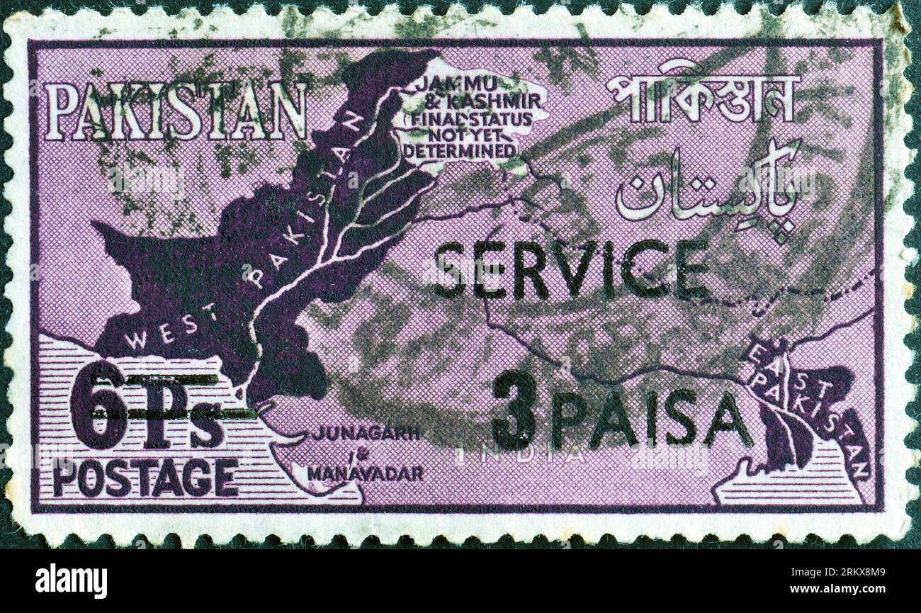 Cancelled postage stamp printed by Pakistan, that shows Map Showing ...