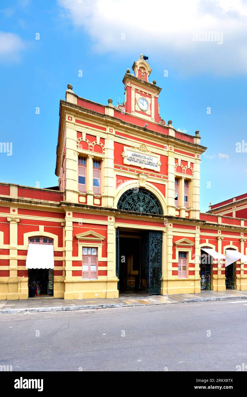 Adolpho Lisboa market hall, Manaus, Amazonia State, Brazil Stock Photo ...