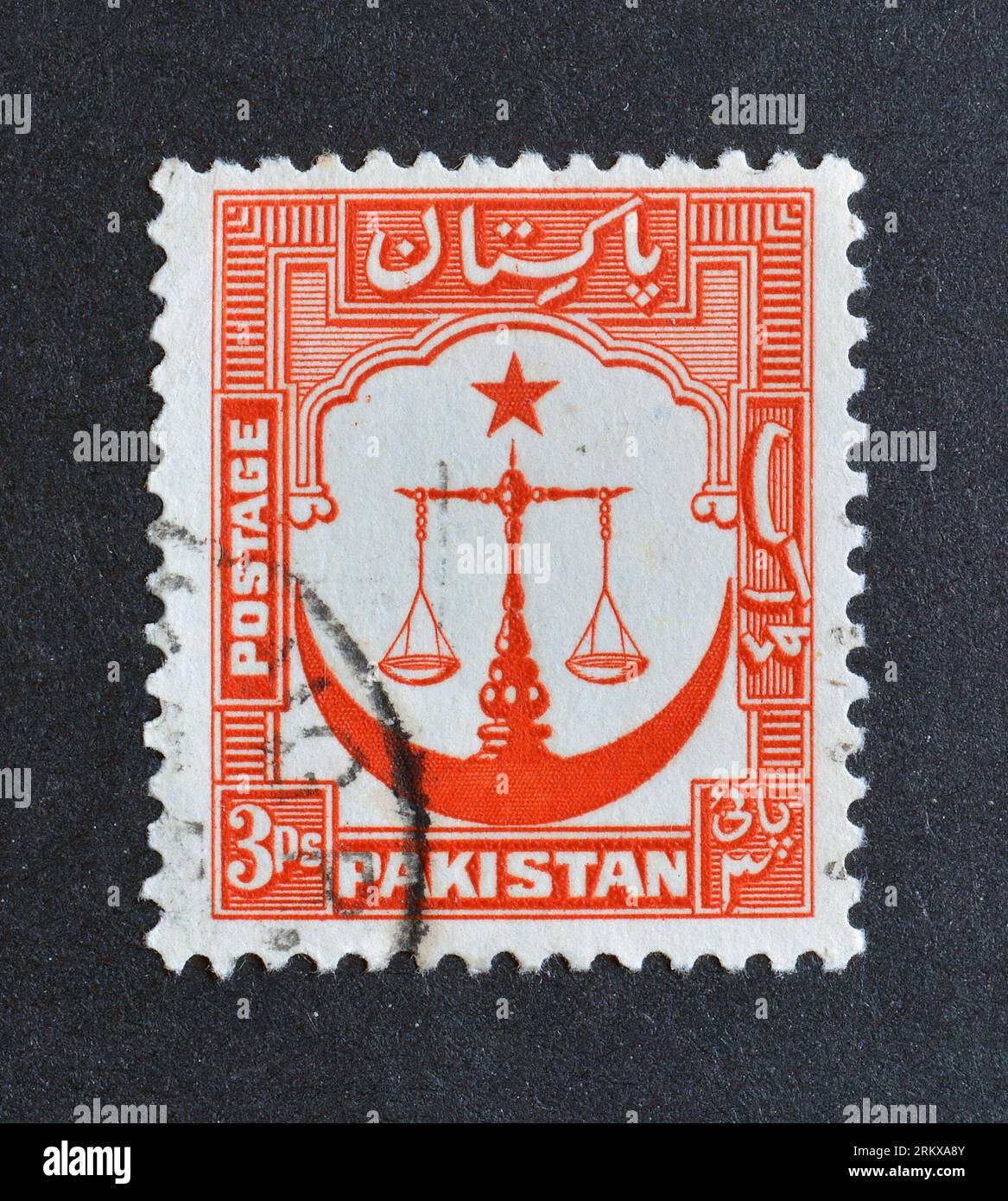 Cancelled postage stamp printed by Pakistan, that shows Scales of ...