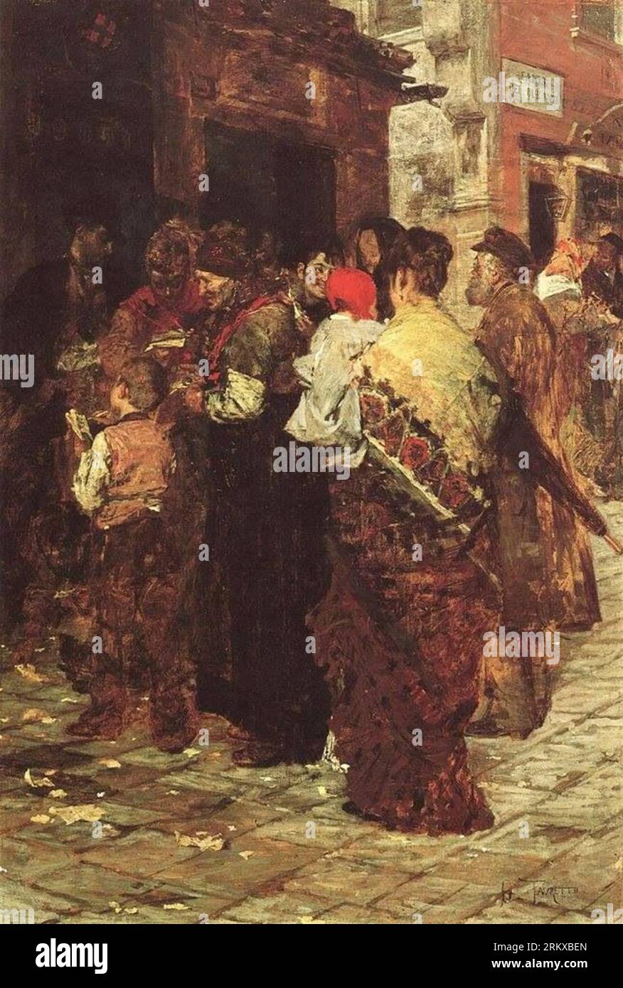 The drawing of lottery numbers 1880 by Giacomo Favretto Stock Photo - Alamy