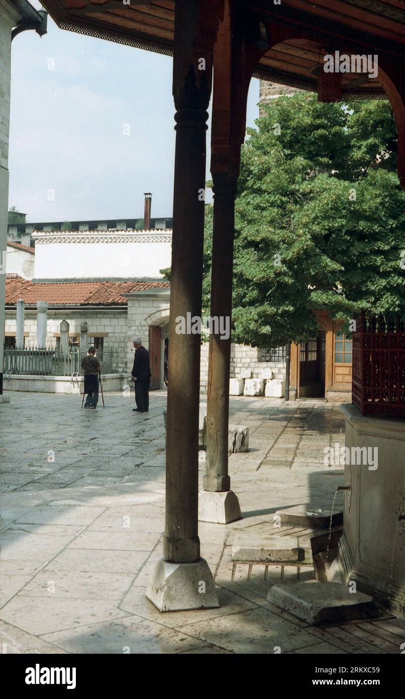 Interior of historic mosqua in Sarajevo. Scan of analog photo from 2005 ...
