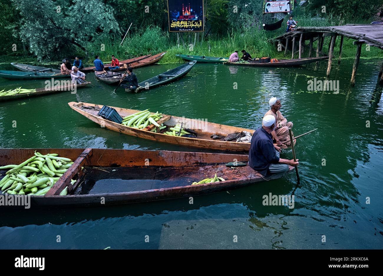 Floating vegetable market, Dal Lake, Srinagar, Kashmir, India Stock ...