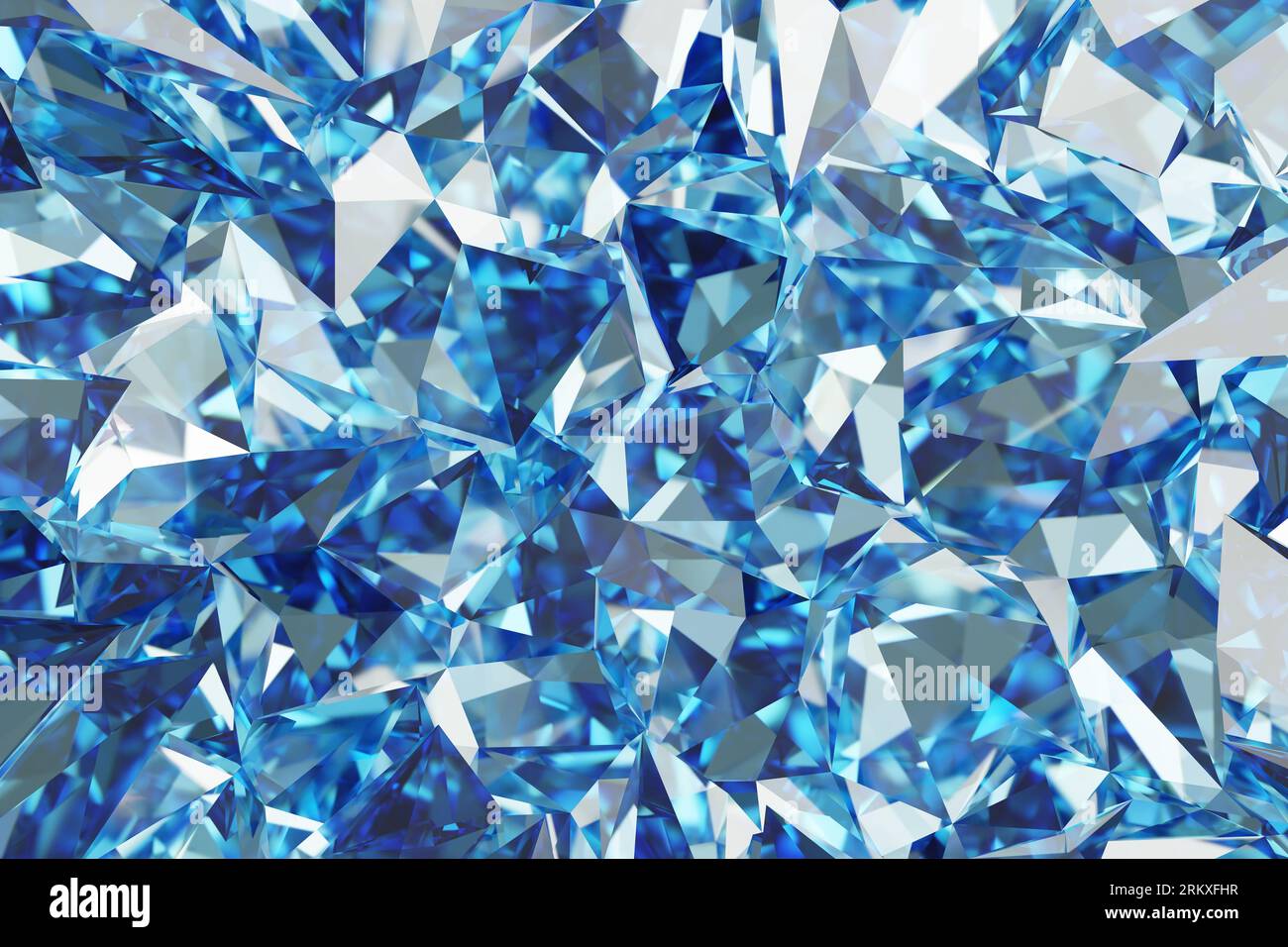 Abstract Blue Diamond Texture Crystal Close-Up Background, 3D rendering ...