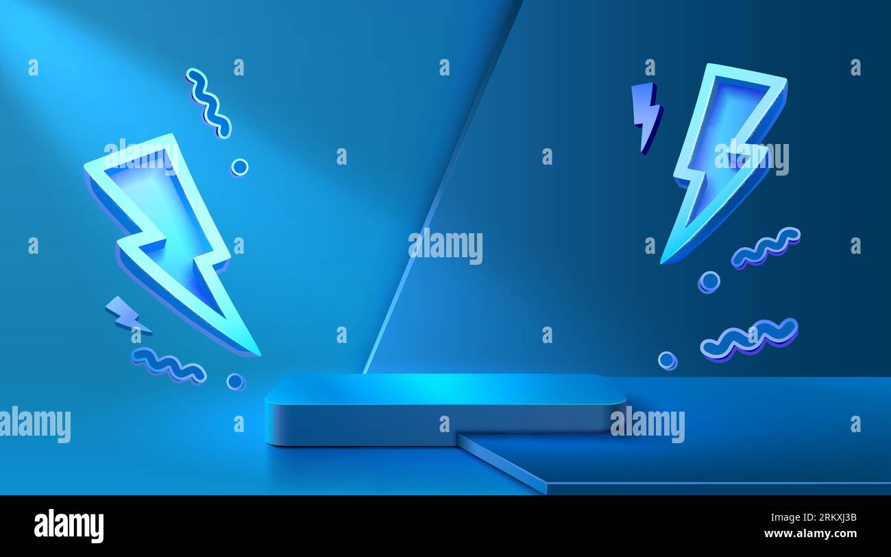 scene mega sale, danger podium banner, blue room pedestal. Vector Stock ...