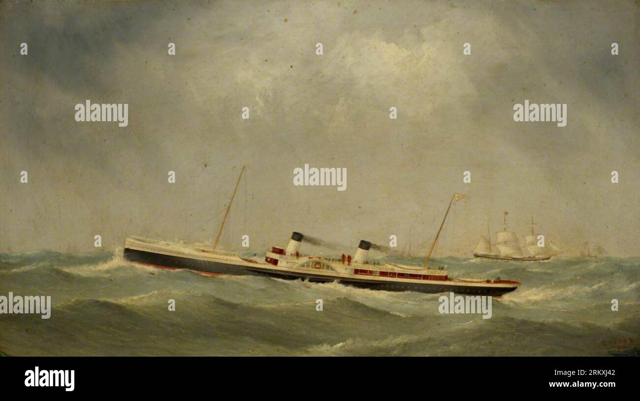 The paddle steamer Paris 1890 by George Mears Stock Photo - Alamy