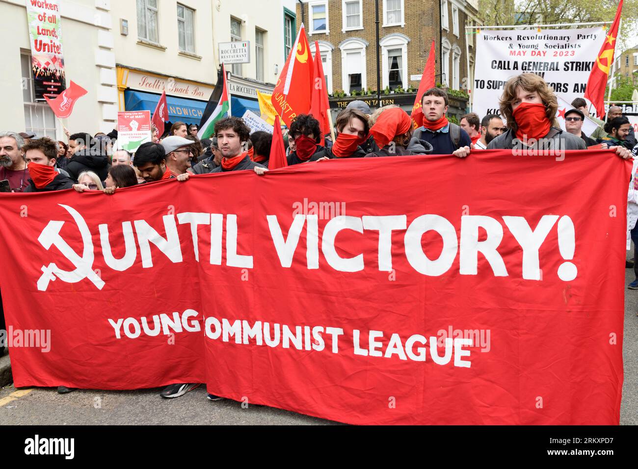 The Young Communist League members gathering at Clerkenwell Green for ...
