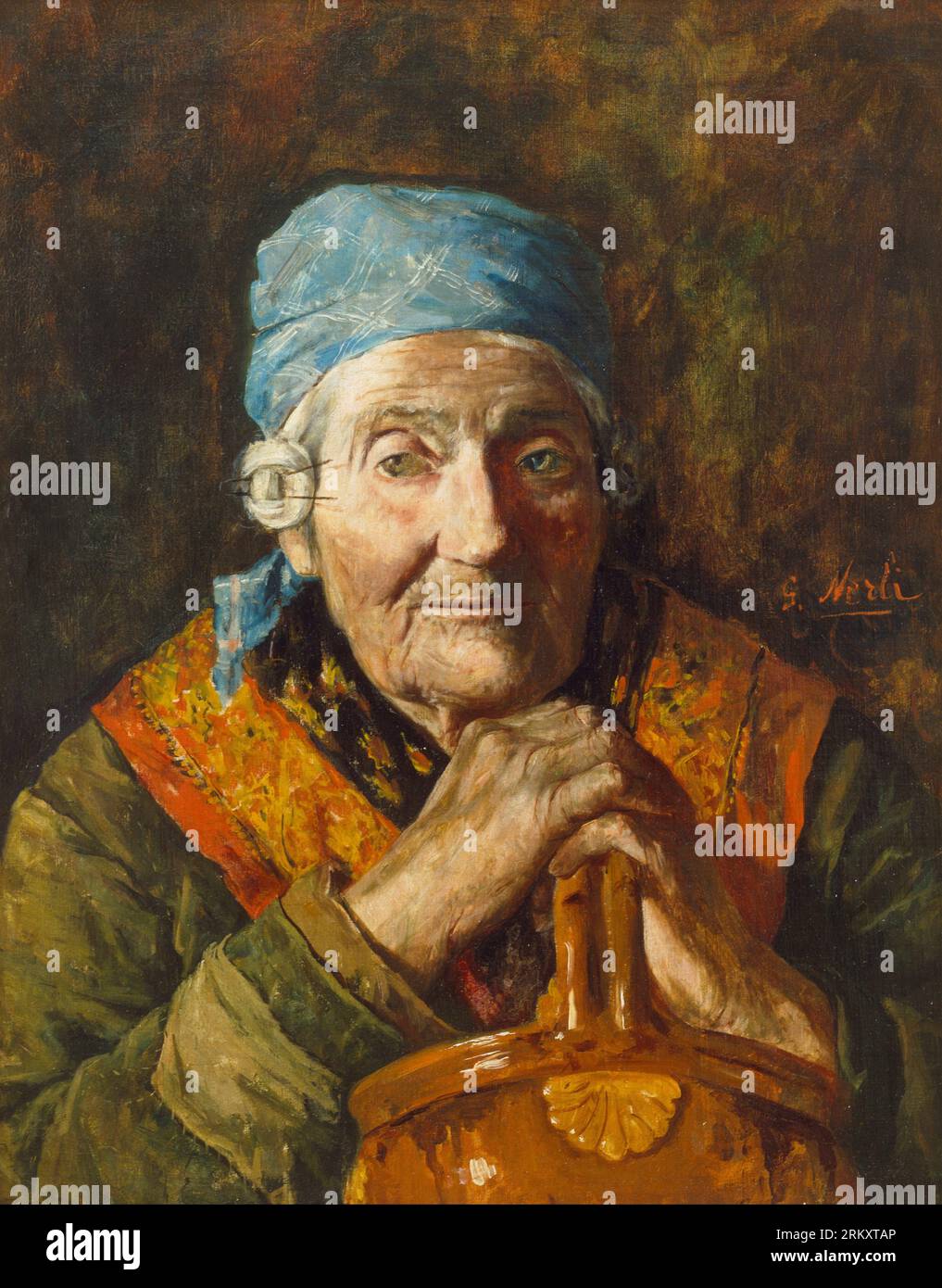 An old woman (study) (early 1880s) by Girolamo P. Nerli Stock Photo - Alamy