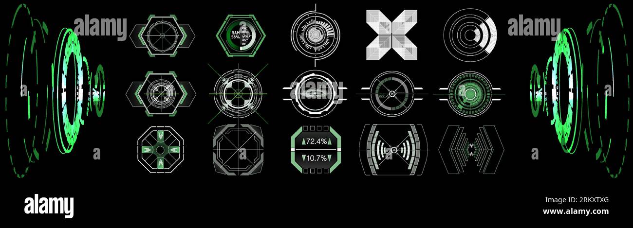 Futuristic Vector HUD Interface Screen Design. Digital callouts titles ...
