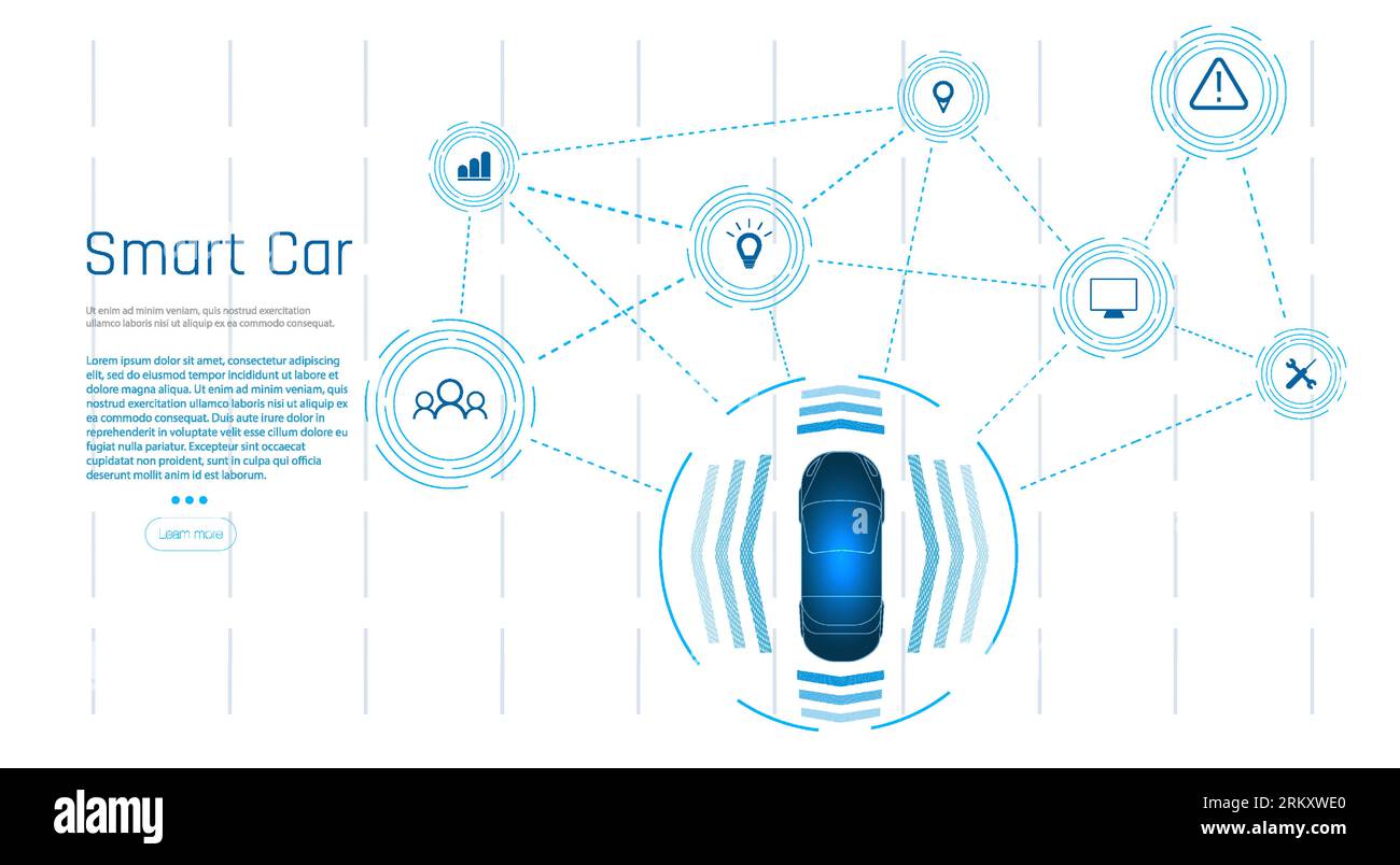 Car interface in HUD, GUI, UI style. Automotive sensing system concept ...