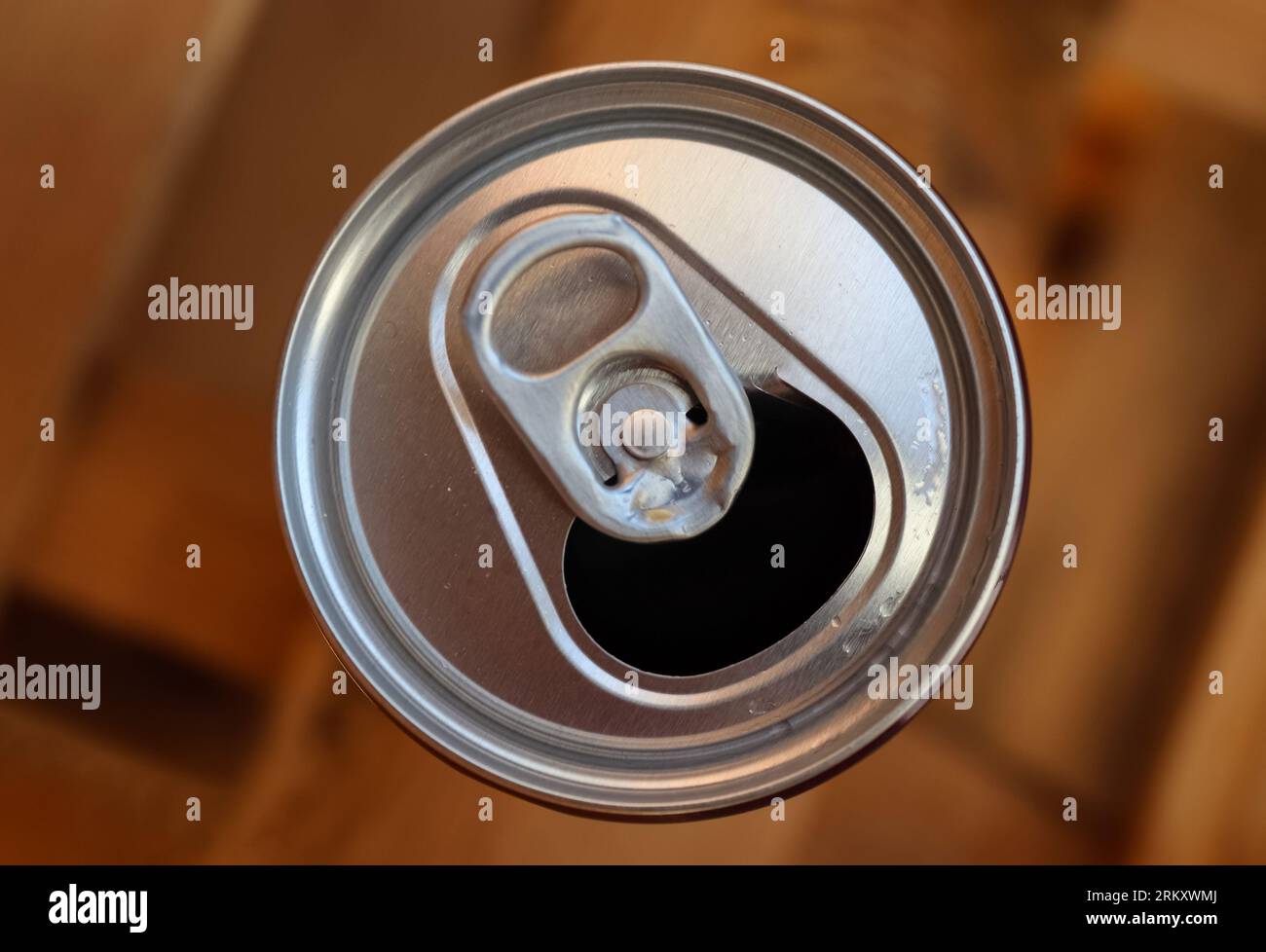 Top View Up A Can Of Soft Drink Isolated On Wooden Background Stock ...
