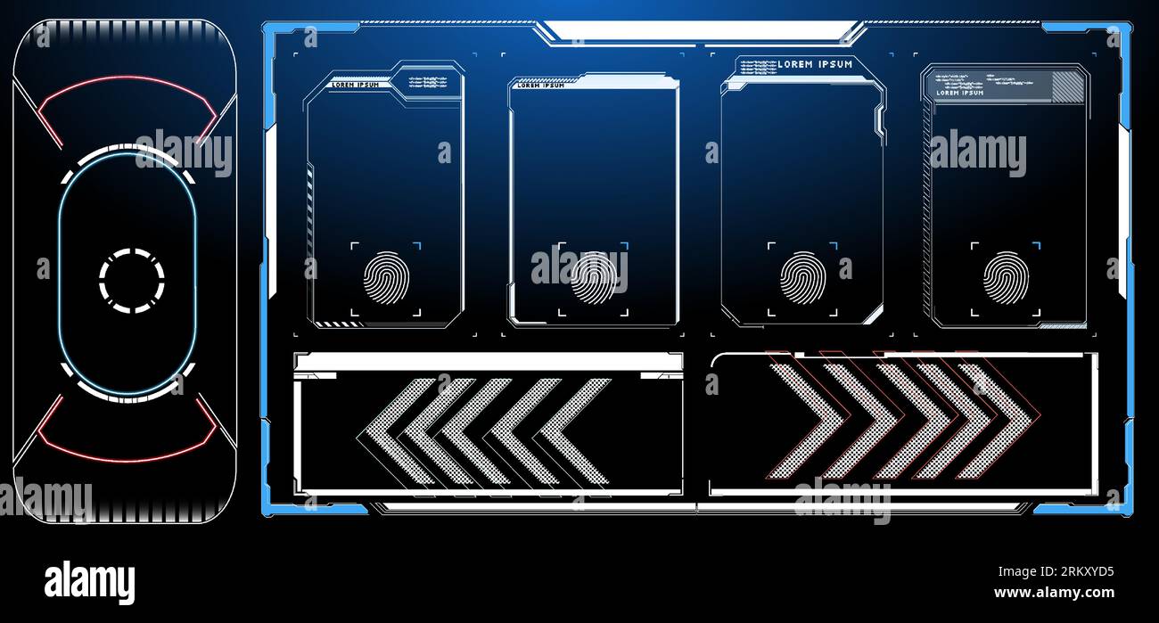 Futuristic Vector HUD Interface Screen Design. Digital callouts titles ...