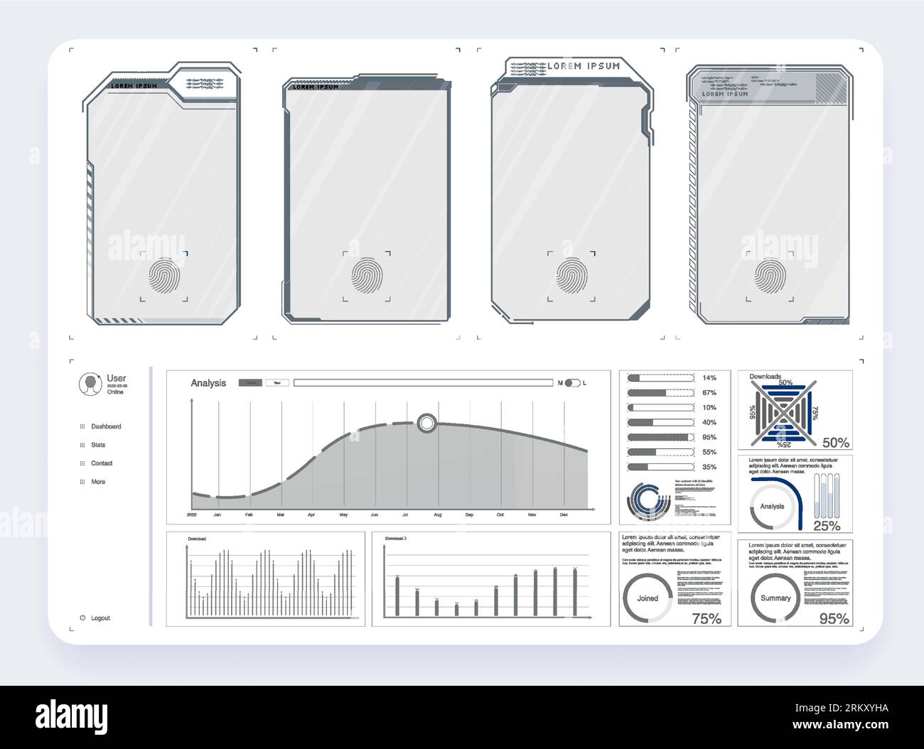 Futuristic Vector HUD Interface Screen Design. Digital callouts titles ...