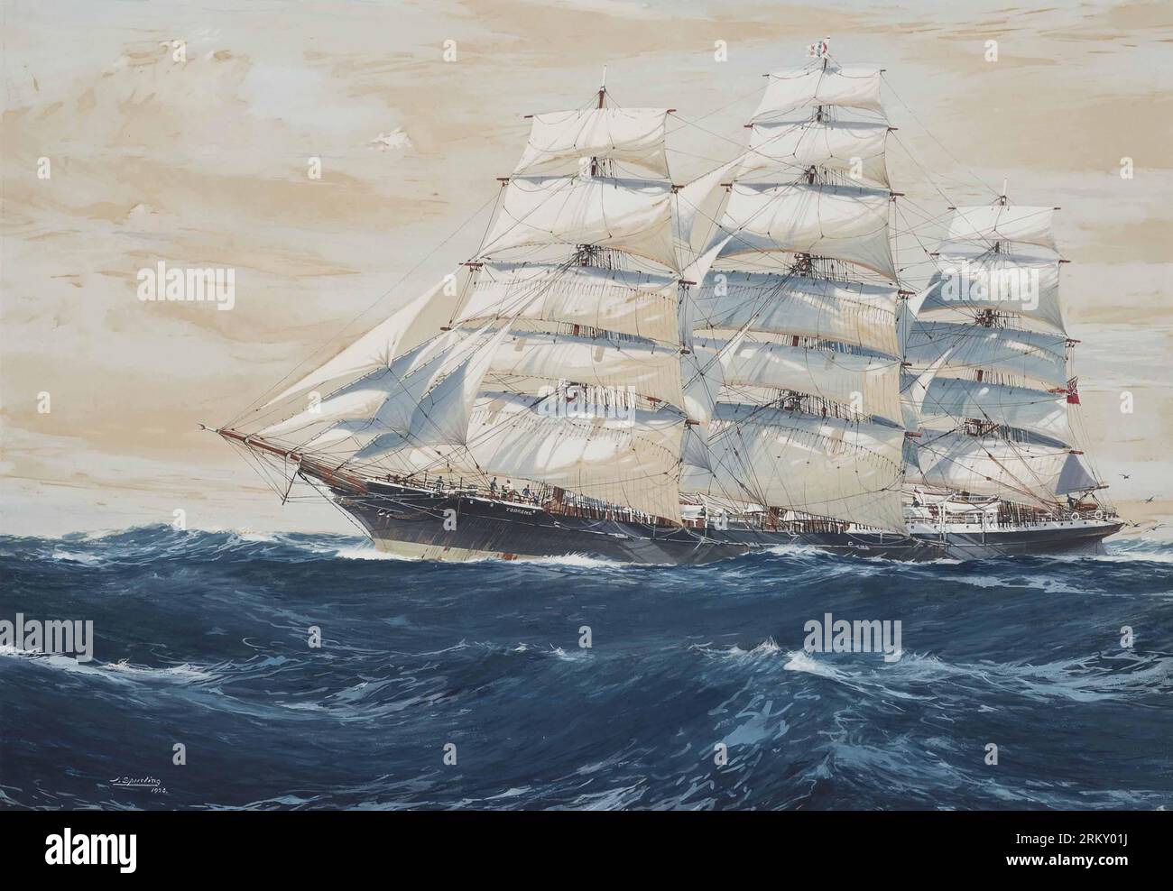The Australian clipper ship Torrens under full sail 1928 by Jack ...