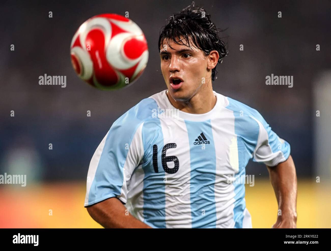 Sergio Aguero Playing For Argentina In The 2008 Olympic Soccer