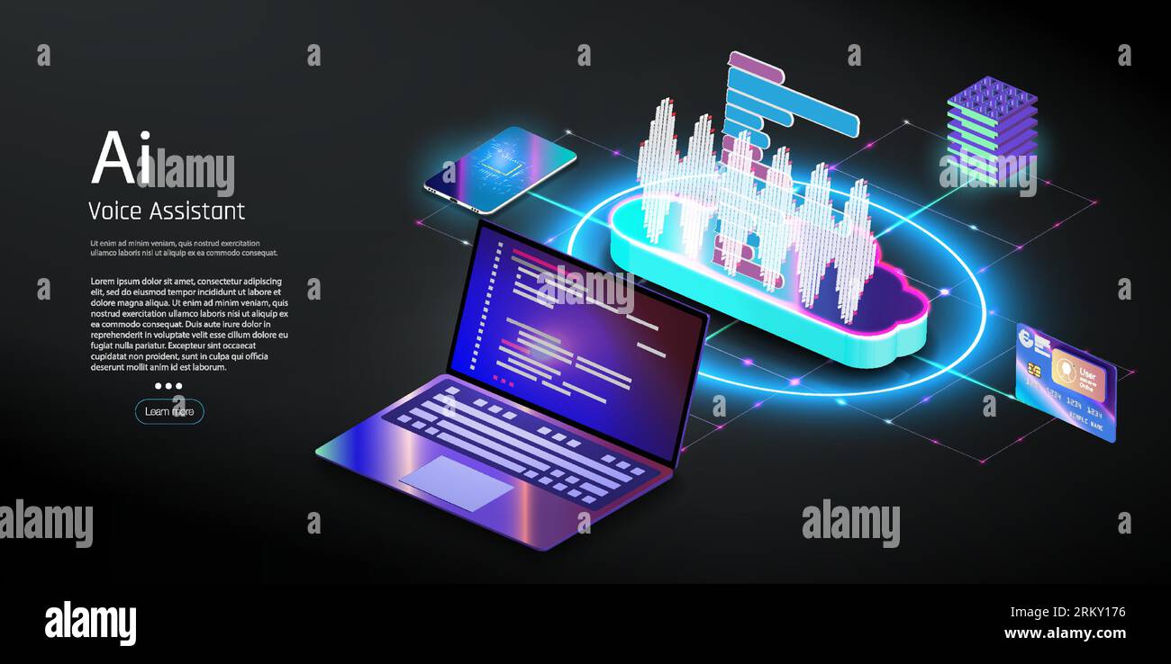 AI artificial intelligence robot support.Voice assistant concept. Vector sound wave. Voice and ...