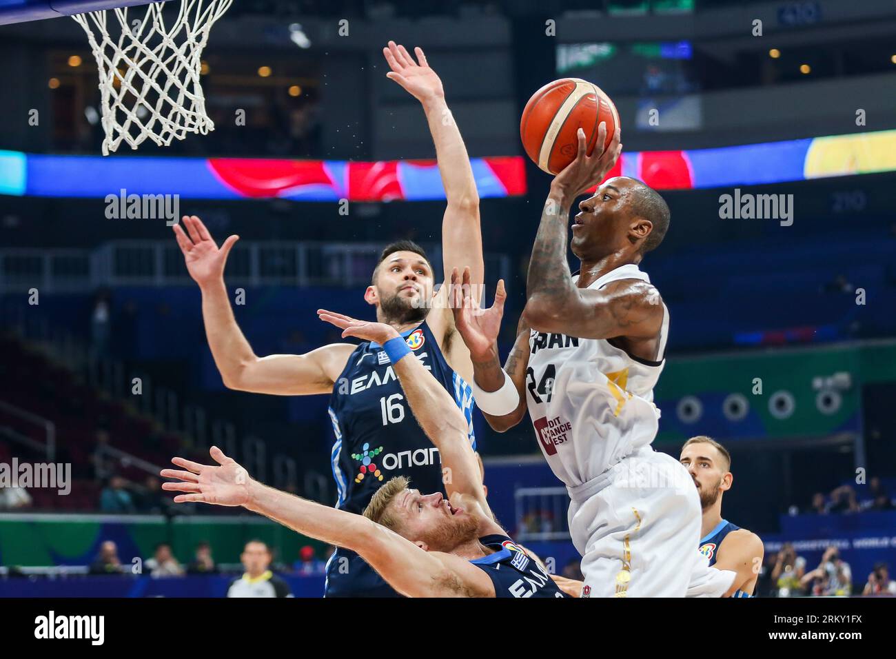 Pasay City. 26th Aug, 2023. Rondae Hollis Jefferson of Jordan (Top R ...