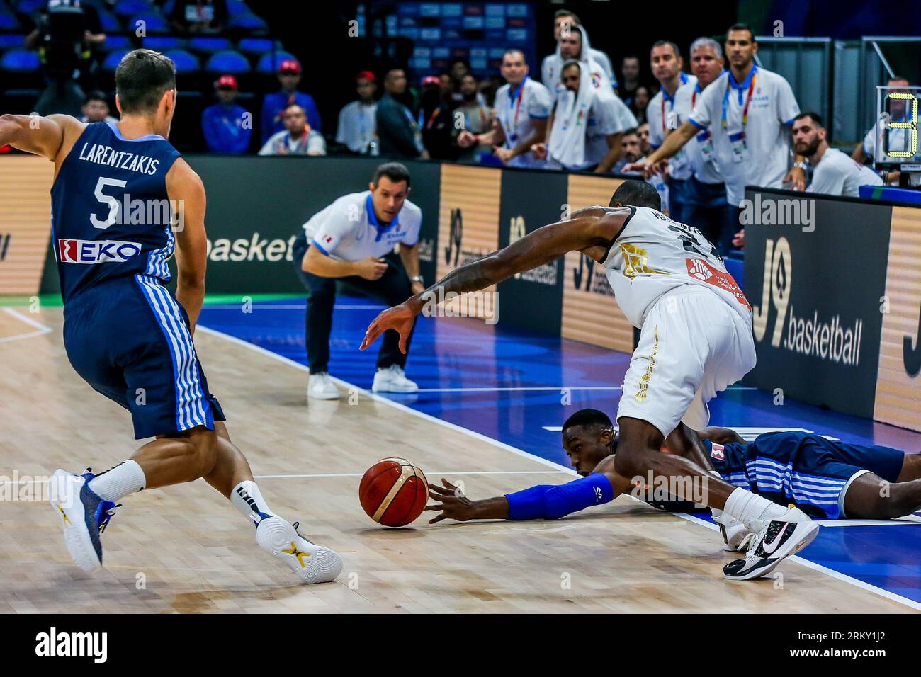 Pasay City. 26th Aug, 2023. Thanasis Antetokounmpo (2nd R) of Greece ...