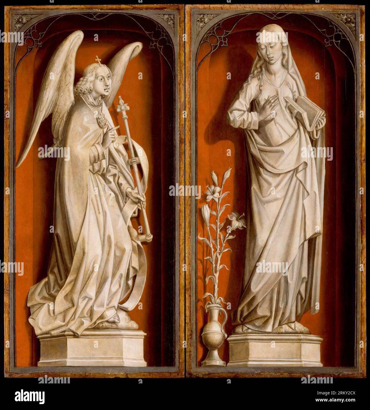 Triptych of the Adoration of the Magi circa 1480 by Master of the legend of St. Barbara Stock ...