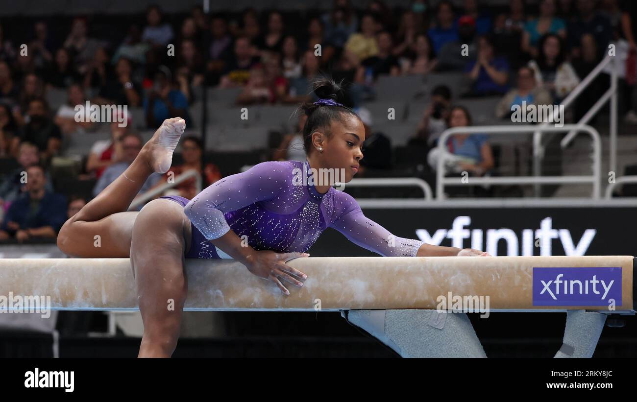 August 25, 2023: Gymnast Zoe Miller during the senior women day 1 competition at the 2023 U.S ...