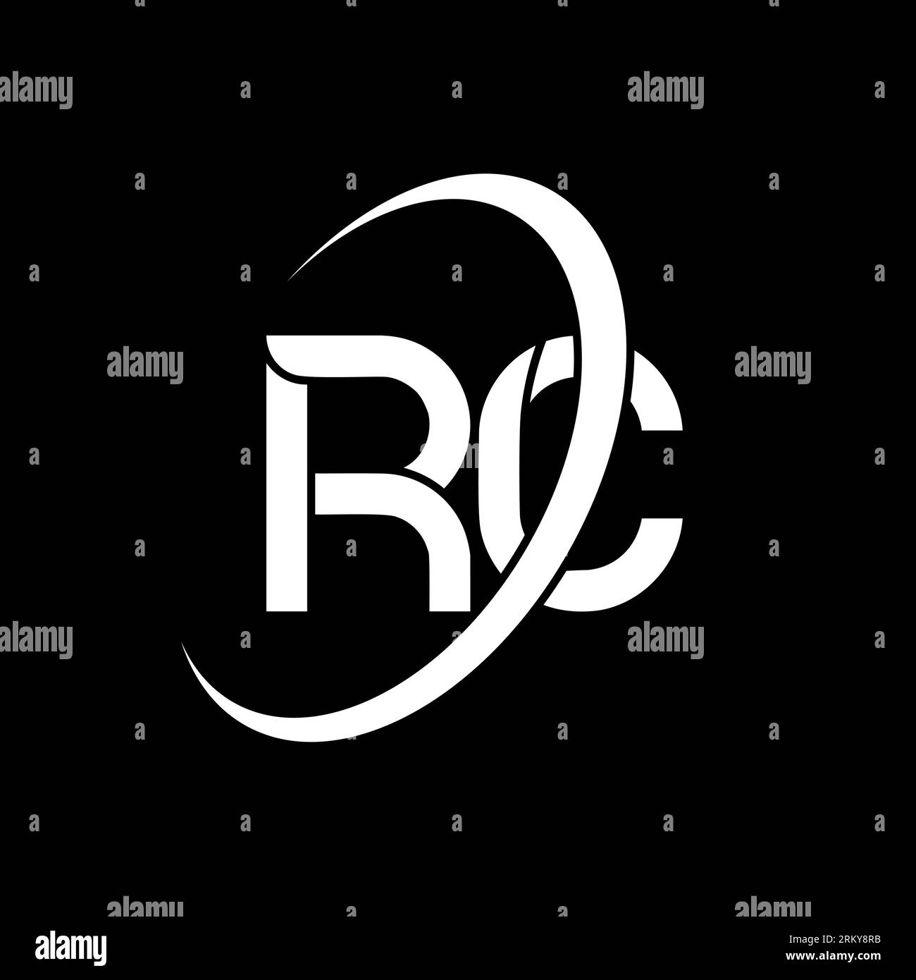 RC logo. R C design. White RC letter. RC/R C letter logo design. Initial letter RC linked circle ...