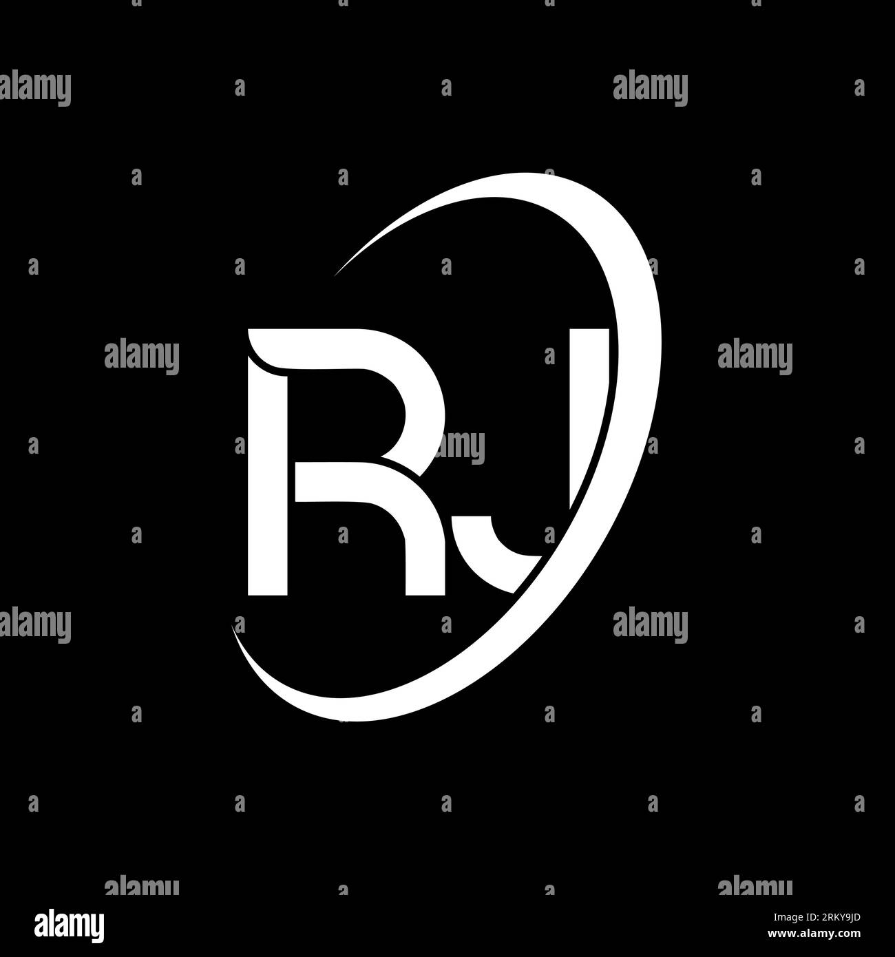 RJ logo. R J design. White RJ letter. RJ/R J letter logo design. Initial letter RJ linked circle ...