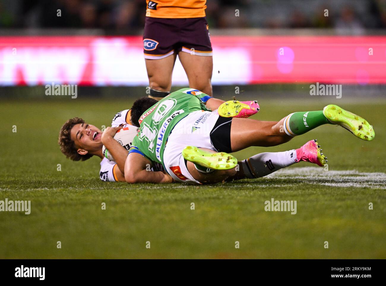 Canberra, Australia. 26th Aug, 2023. Reece Walsh of the Broncos is ...