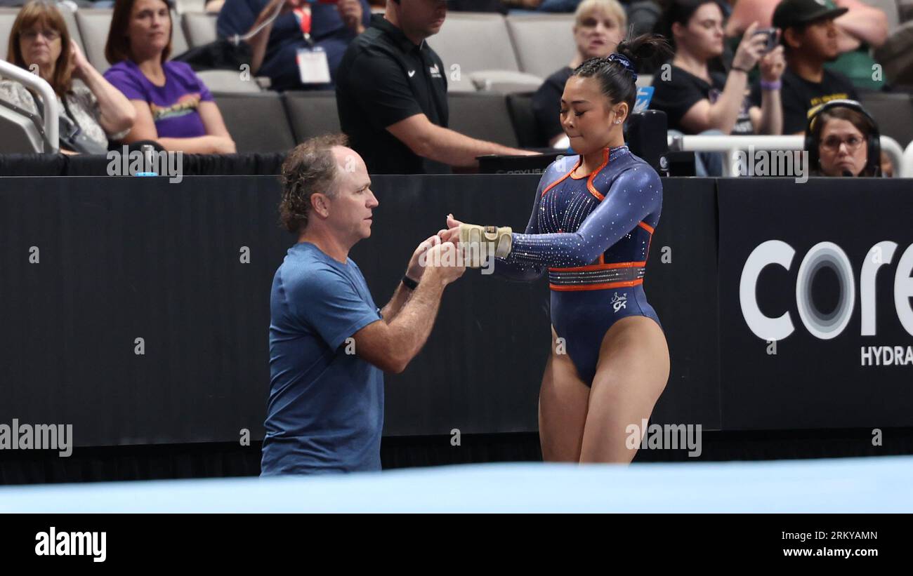 August 25, 2023: Olympic gold medalist Sunisa Lee celebrates with her ...