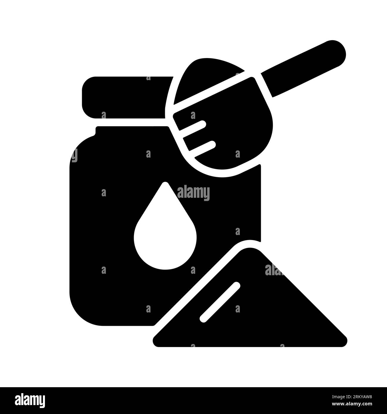 Milk powder canned and spoon vector glyph icon. Dairy product sign ...