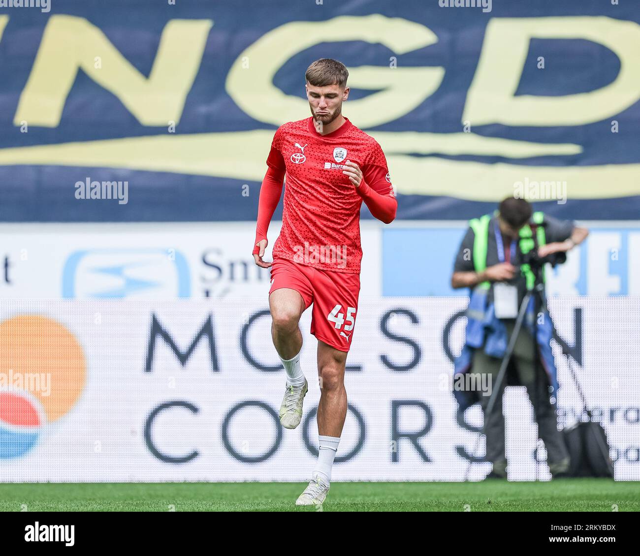 John Mcatee #45 of Barnsley in the pregame warmup session during the ...