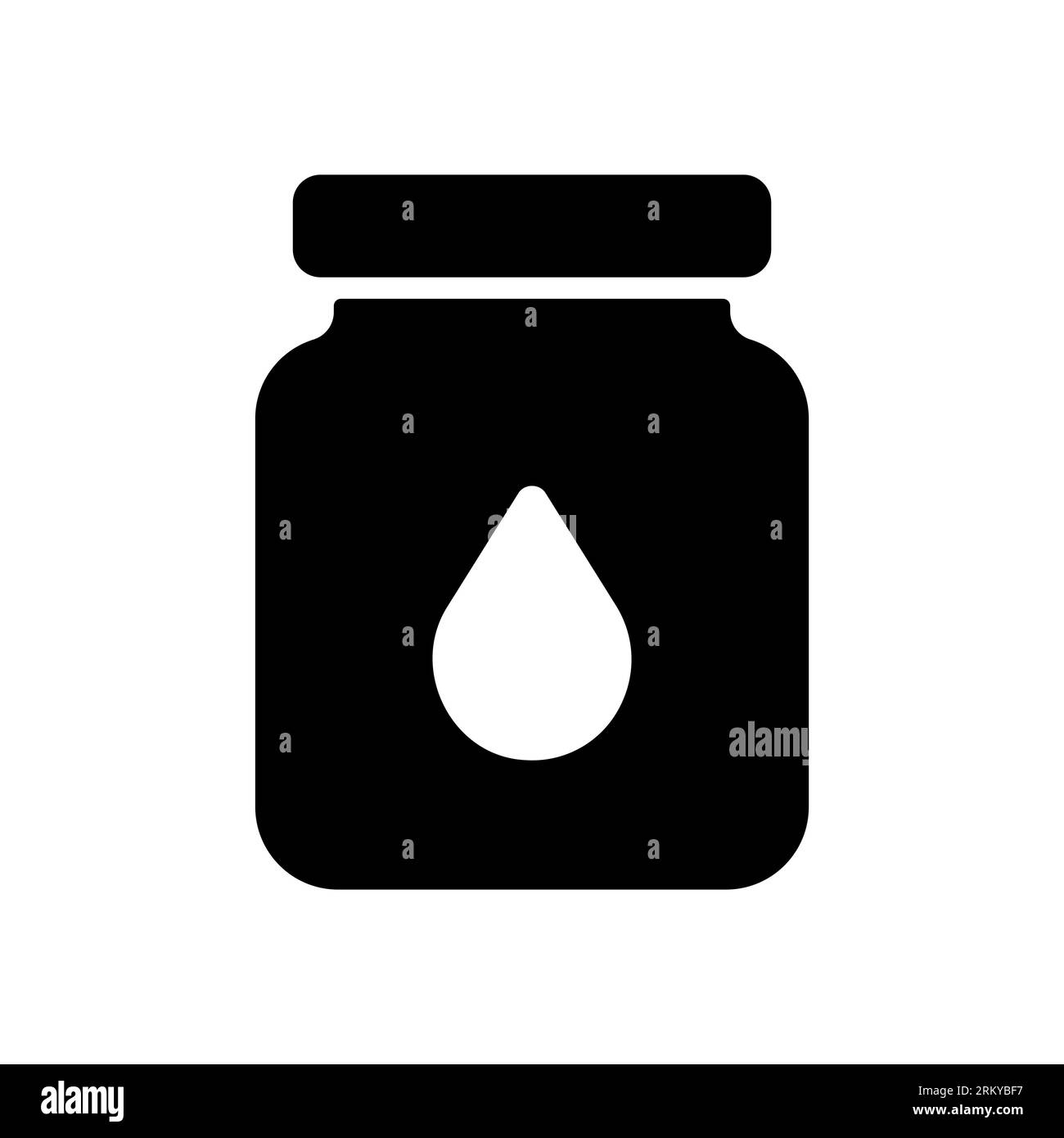 Glass jar with milk vector glyph icon. Dairy product sign. Graph symbol ...