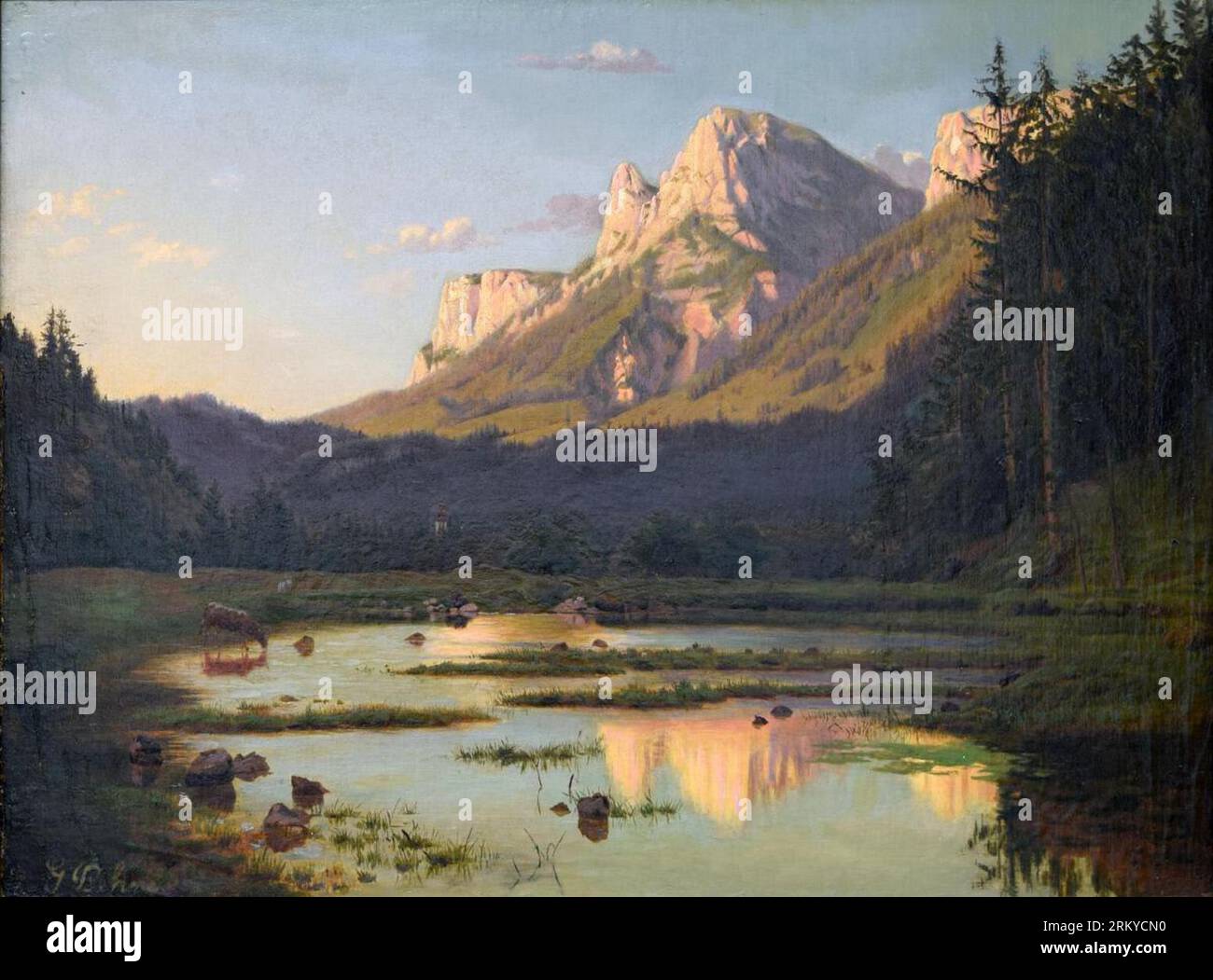 Alpine Glow circa 1870 by Gustavus Behne Stock Photo - Alamy