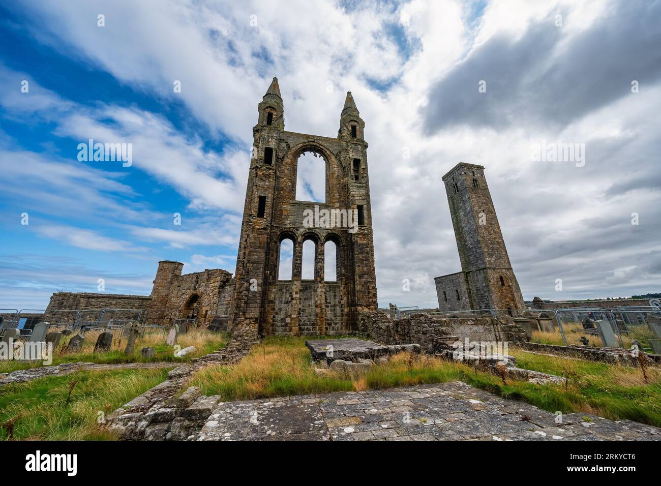 High-rise main facade of St Andrews Cathedral from the Middle Ages ...