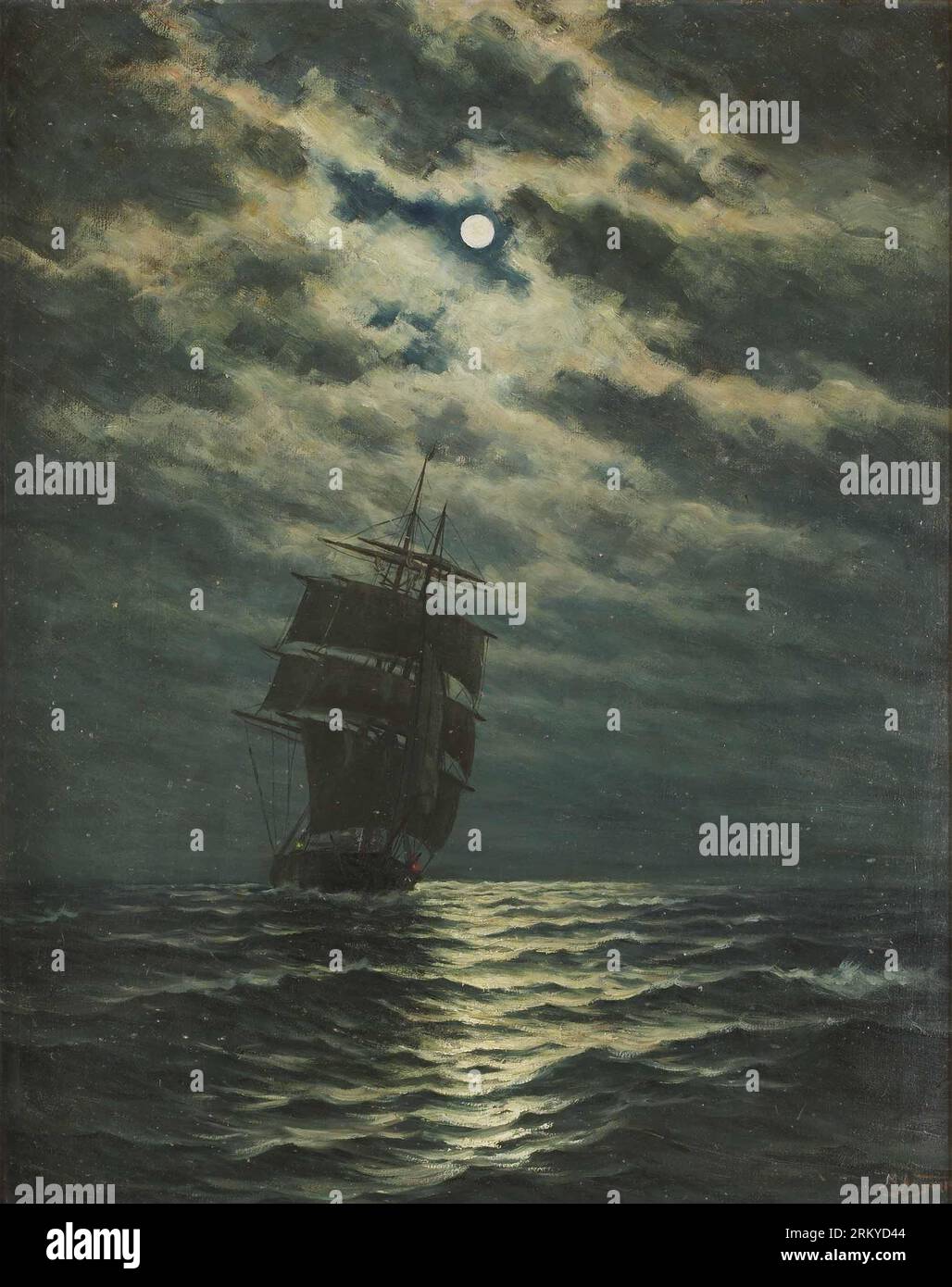 Ship in the Moonlight by Martin Aagaard Stock Photo - Alamy